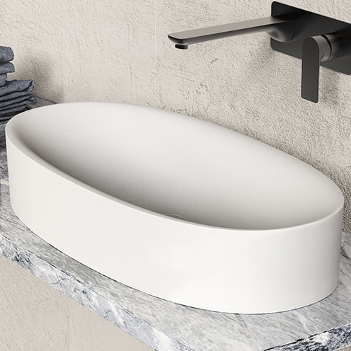 Ideavit SolidCLIFF Oval Shape Counter Vessel, Bathroom Sink, White